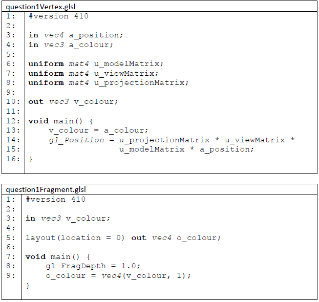 The vertex and fragment shaders below implement 3D | Chegg.com