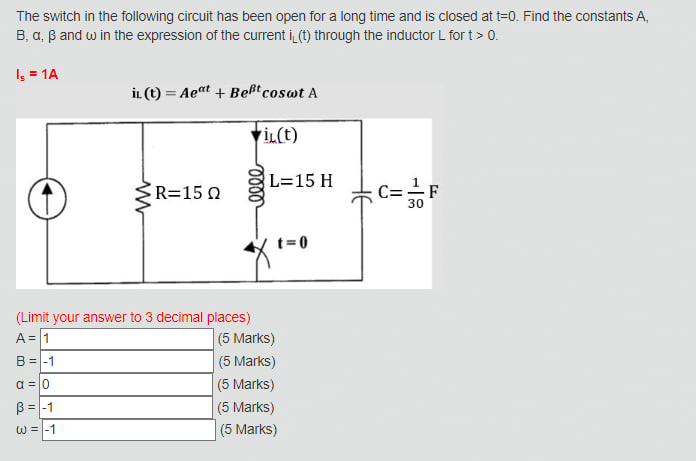 Solved The switch in ﻿the following circuit has been open | Chegg.com