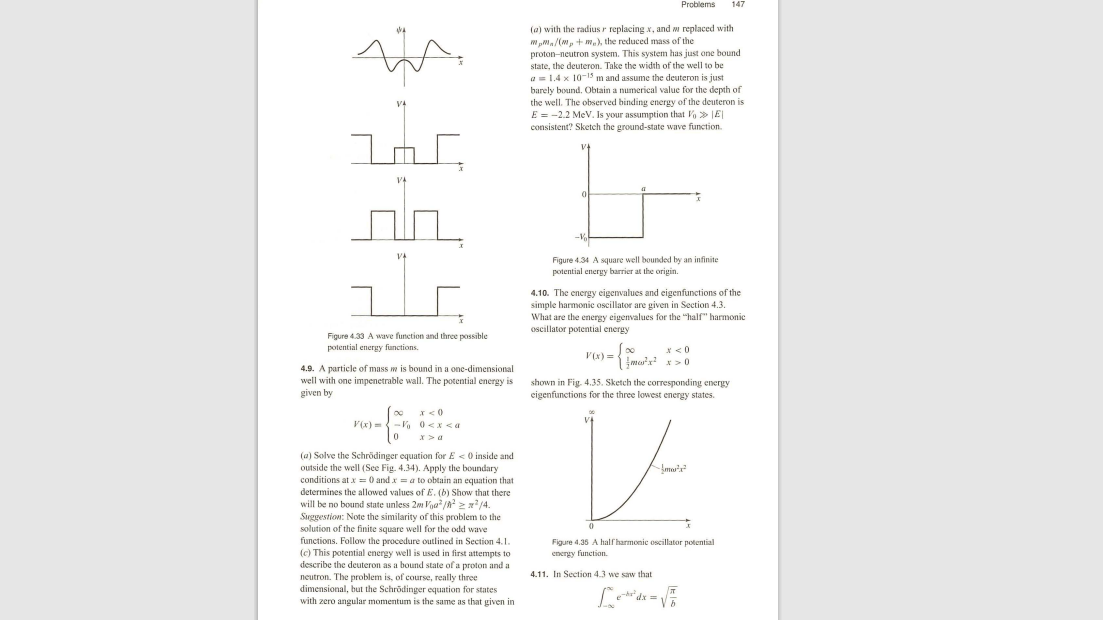 Solved 4.9. A particle of mass m is bound in a | Chegg.com