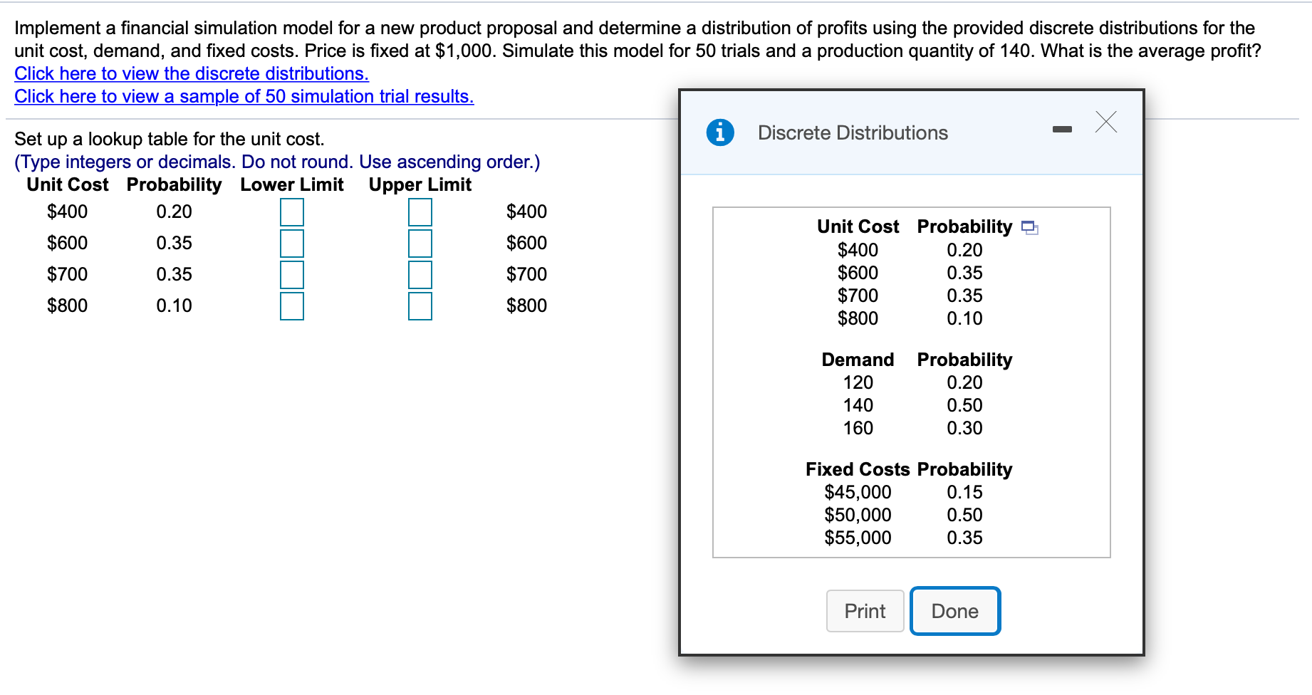 Solved Implement a financial simulation model for a new | Chegg.com
