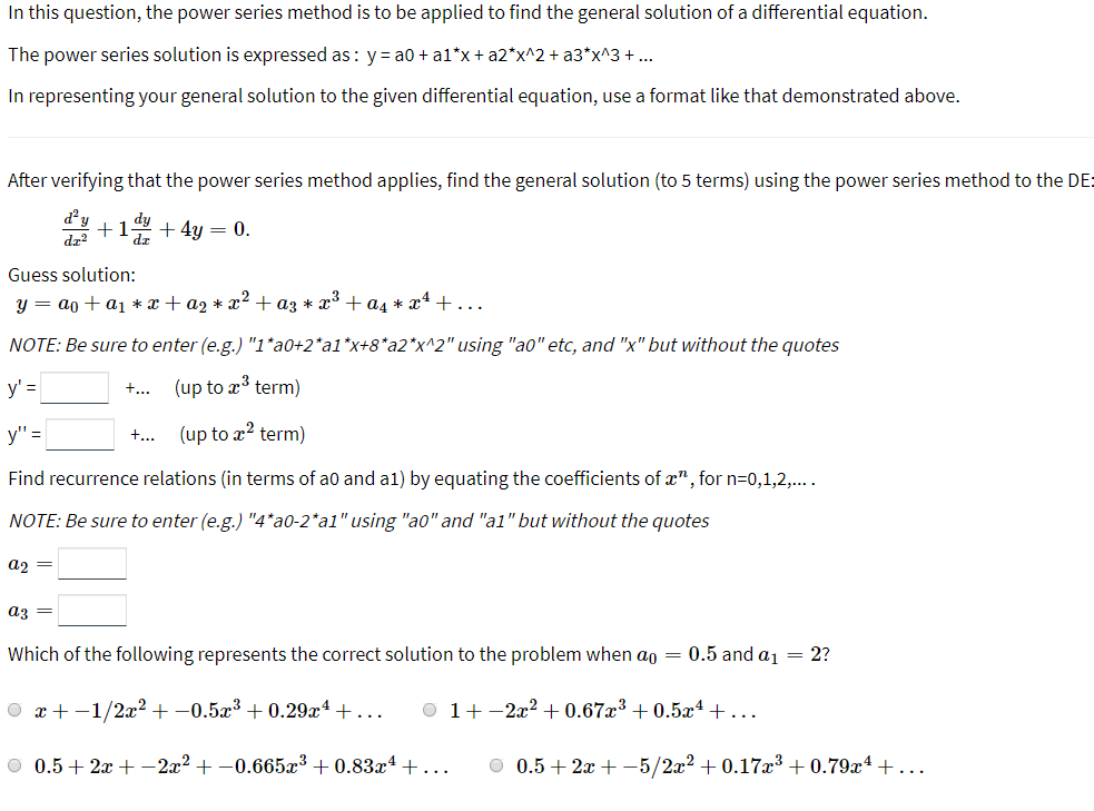 Solved In this question, the power series method is to be | Chegg.com