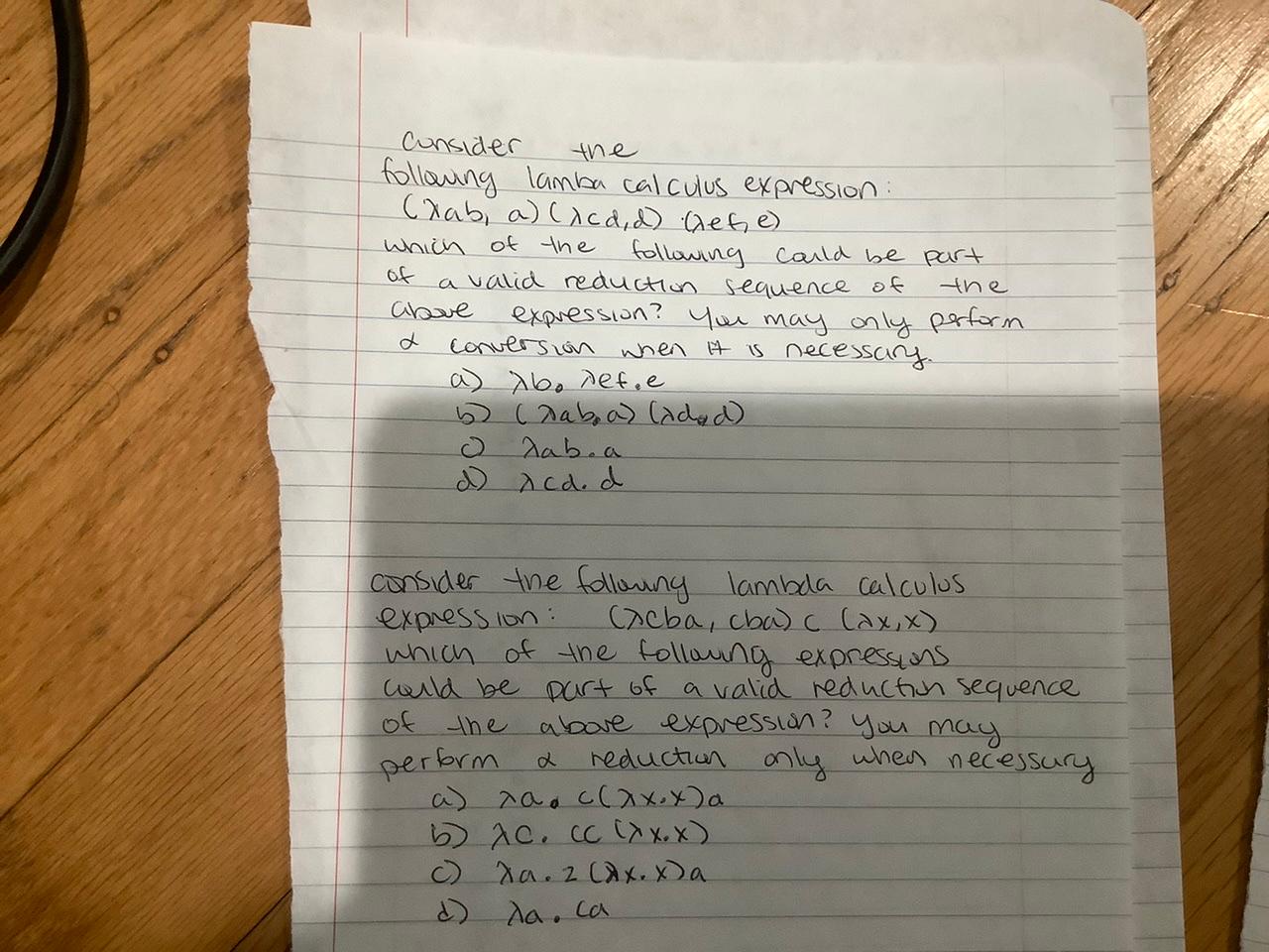 the consider the following lamba calculus expression: | Chegg.com