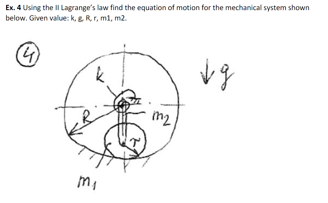 Solved Ex. 4 ﻿Using the II Lagrange's law find the equation | Chegg.com