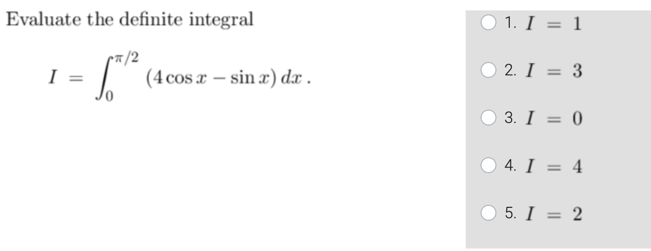 Solved Evaluate the definite integral 1. I=1 | Chegg.com