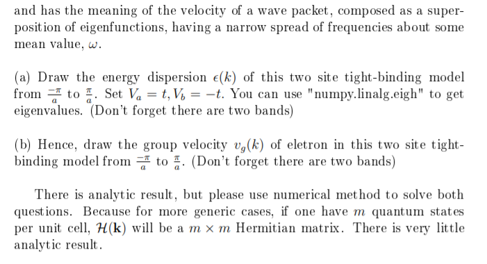 Solved Two site tight-binding model For any tight-binding | Chegg.com