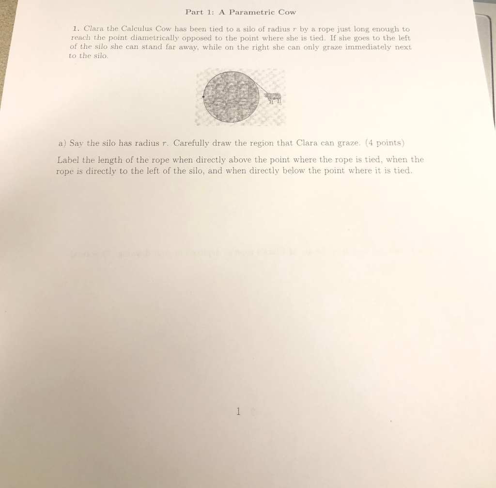 Part 1: A Parametric Cow 1. Clara the Calculus Cow | Chegg.com