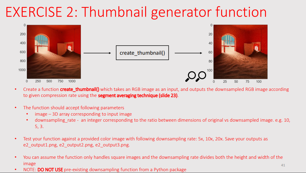Solved EXERCISE 2: Thumbnail generator function 0 200 20 400 | Chegg.com