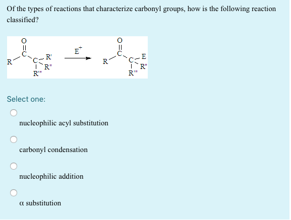 Solved Of the types of reactions that characterize carbonyl | Chegg.com