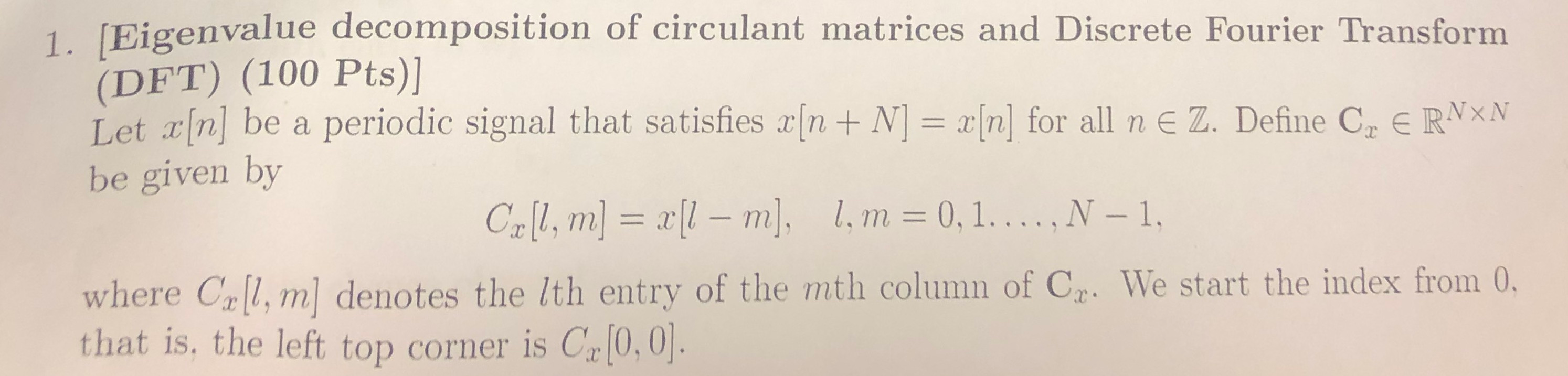 1 Eigenvalue Decomposition Of Circulant Matrices And