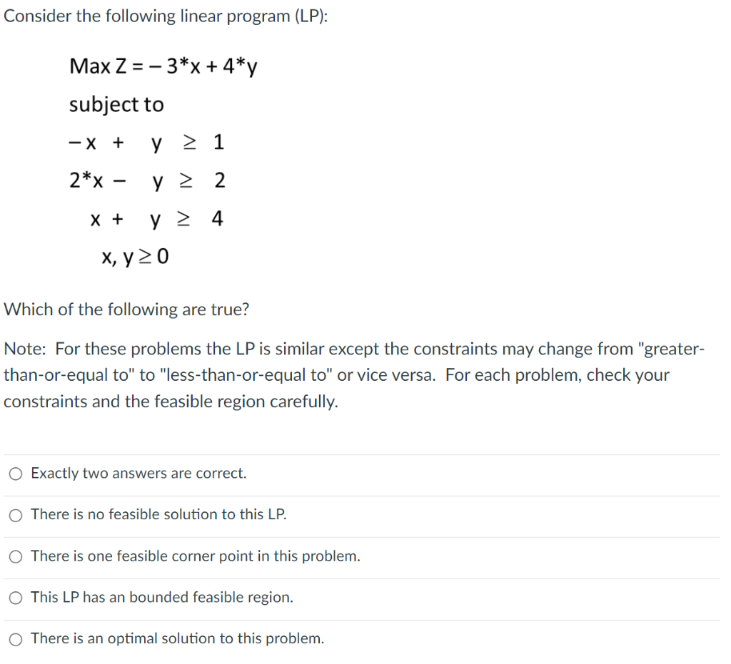Solved Consider the following linear program (LP): | Chegg.com