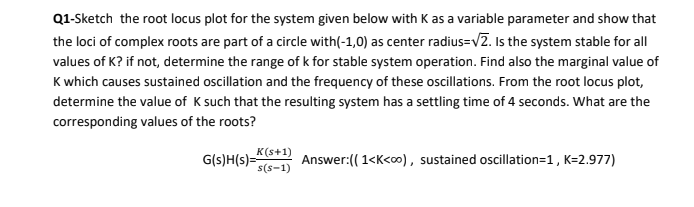 Solved Q1-Sketch the root locus plot for the system given | Chegg.com