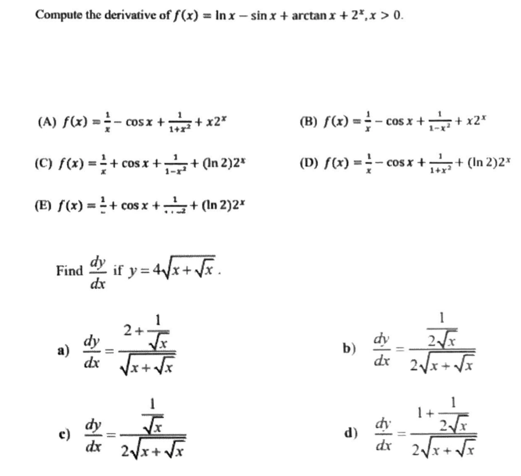 Solved Compute the derivative of | Chegg.com