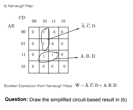 Solved b) Karnaugh Map: A Boolean Expression from Karnaugh | Chegg.com