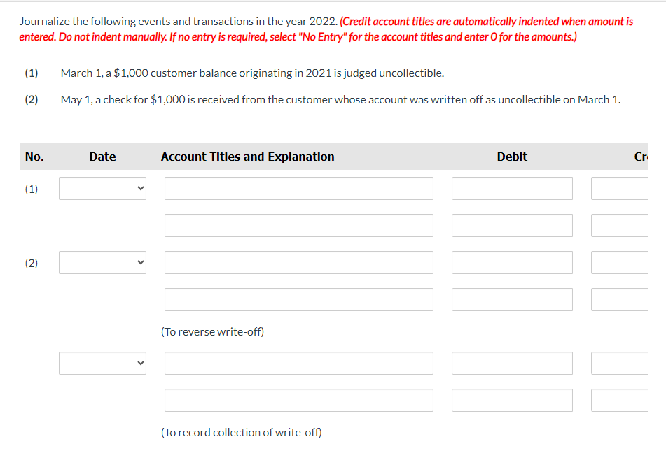 Solved Journalize the adjusting entry for bad debts at | Chegg.com