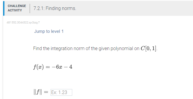 Jump to level 1 Find the integration norm of the | Chegg.com