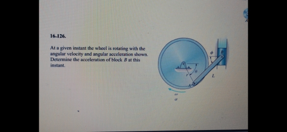 Solved 16-126. At a given instant the wheel is rotating with | Chegg.com
