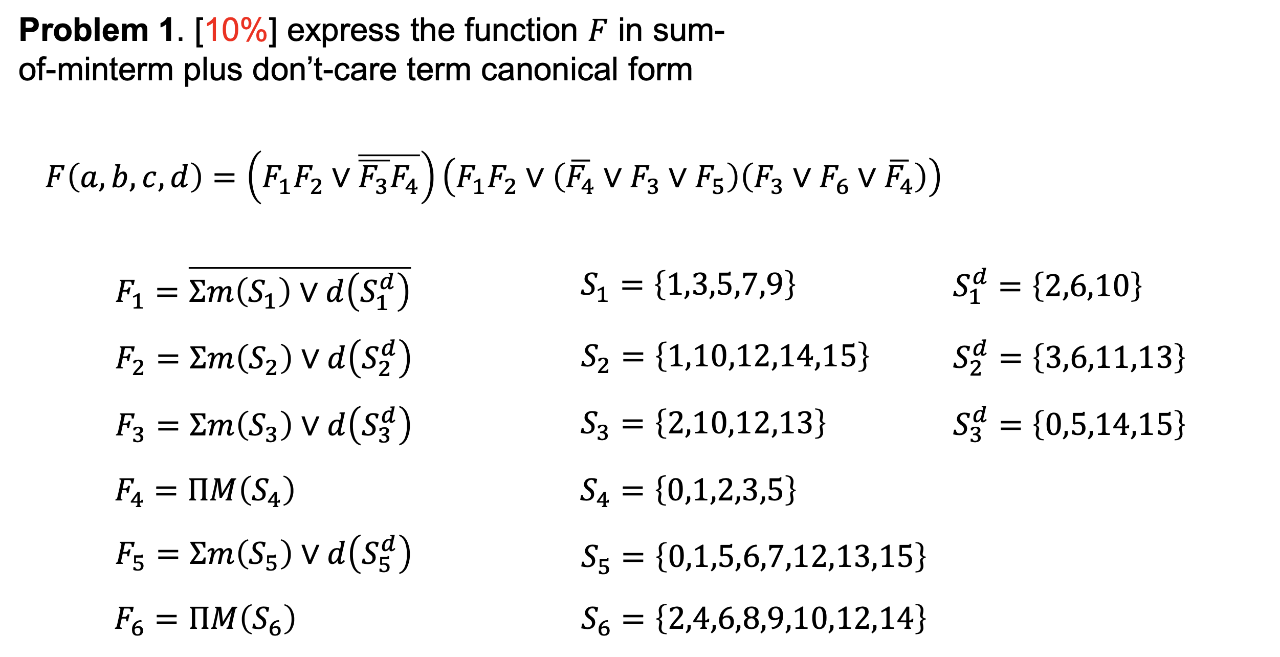 Solved Problem 1. [10%] ﻿express the function F in | Chegg.com