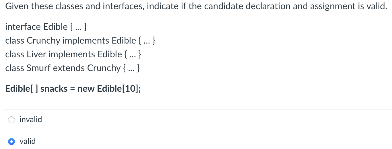 Solved Given these classes and interfaces, indicate if the | Chegg.com