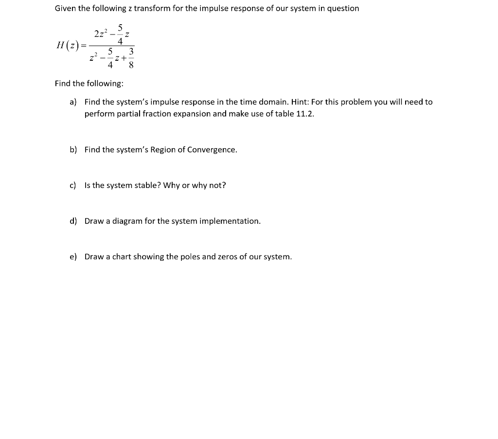 Solved Given the following z transform for the impulse | Chegg.com