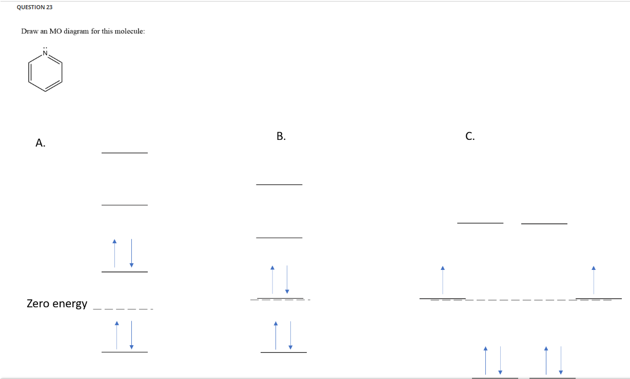 Solved QUESTION 23 Draw an MO diagram for this molecule: A. | Chegg.com