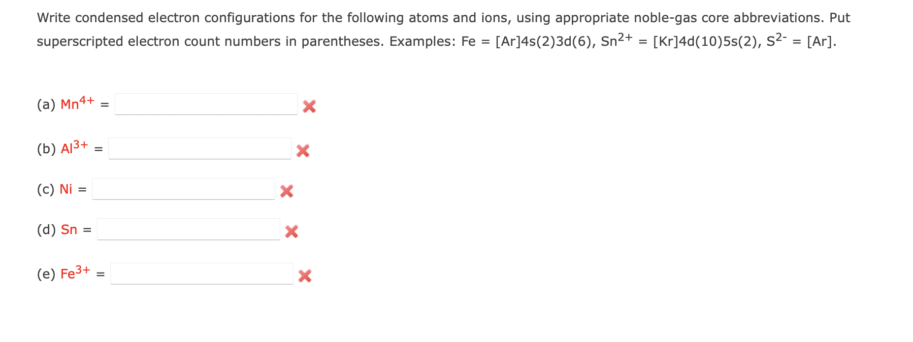 Solved Write condensed electron configurations for the | Chegg.com