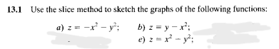 Solved 13.1 ﻿Use the slice method to ﻿sketch the graphs of | Chegg.com