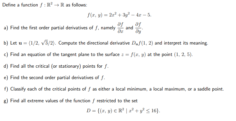 Solved Define a function f :R2 + R as follows: f(x, y) = 2x2 | Chegg.com