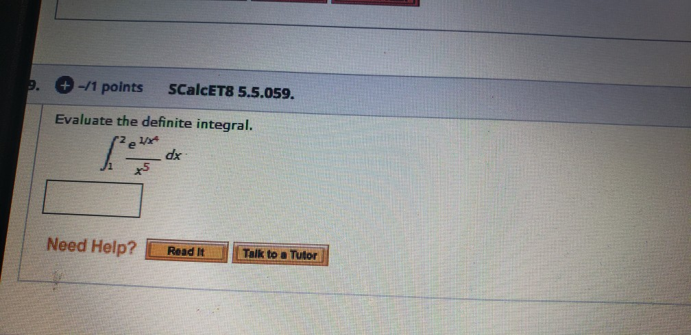 Solved SCalcET8 5.5.059. 9. -/1 points Evaluate the definite | Chegg.com