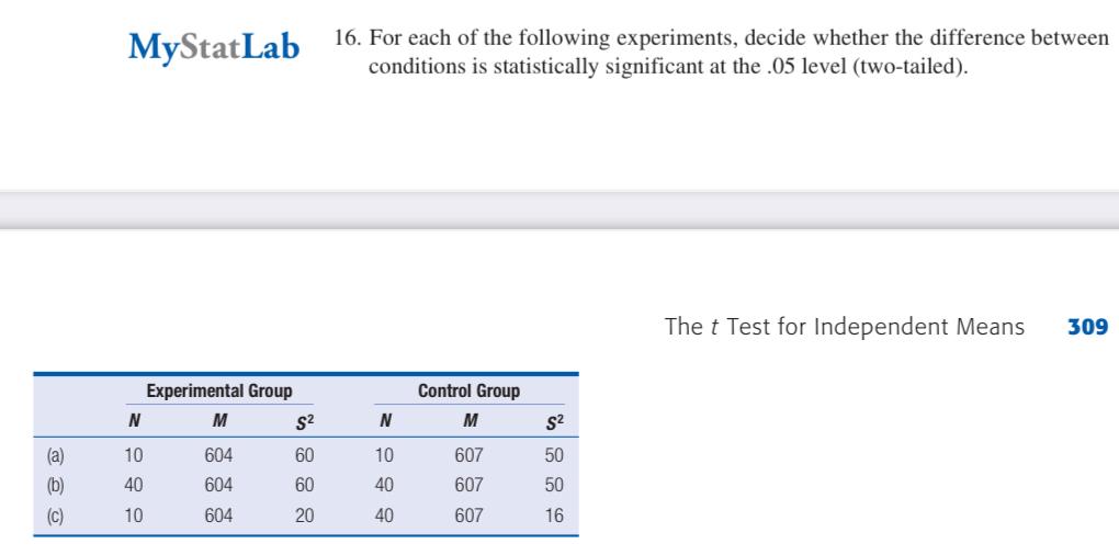 Solved For each of the following experiments, decide whether | Chegg.com