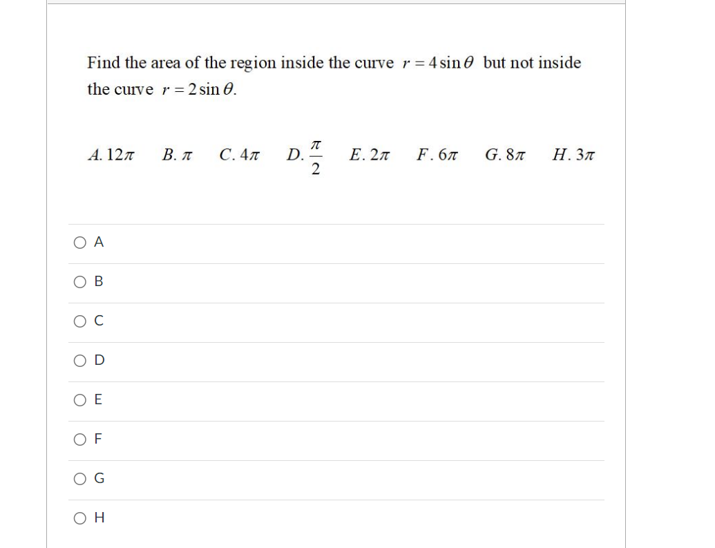 Solved Find the area of the region inside the curve r=4sinθ | Chegg.com