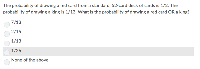 Solved The probability of drawing a red card from a | Chegg.com