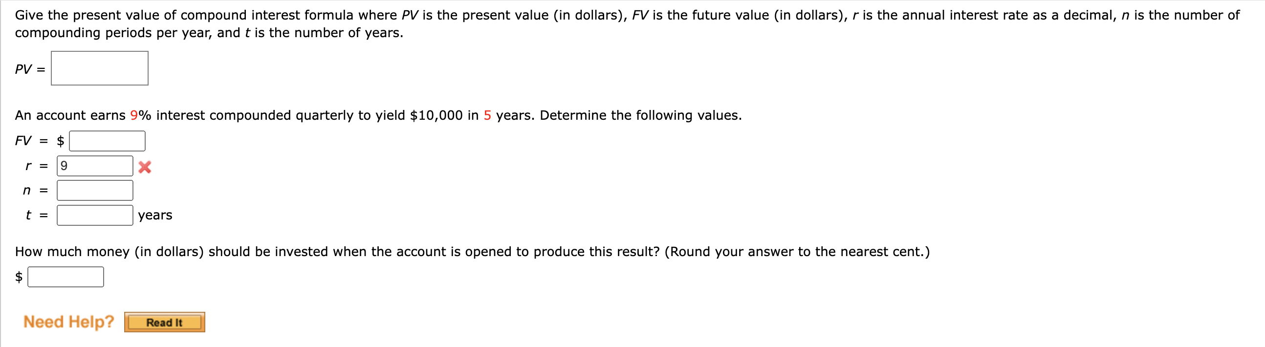 Solved compounding periods per year, and \\( t \\) is the | Chegg.com