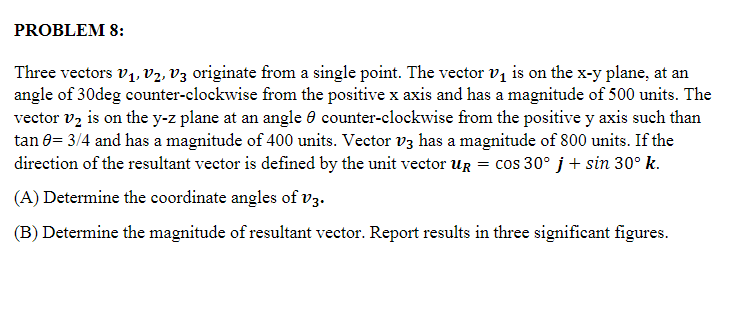 Solved Three vectors v1,v2,v3 originate from a single point. | Chegg.com
