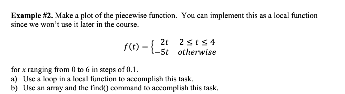 Solved Example #2. Make a plot of the piecewise function. | Chegg.com