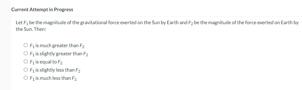 Solved Current Attempt in ﻿ProgressLet F1 be ﻿the magnitude | Chegg.com