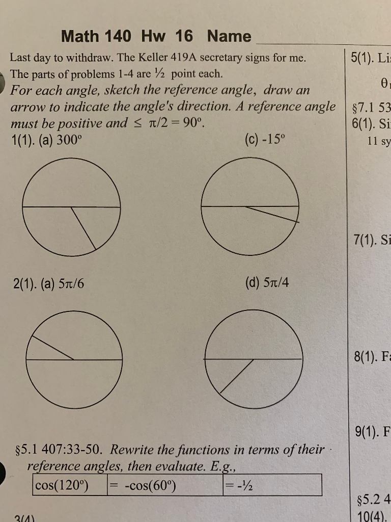 Solved Math 140 Hw 16 Name Last day to withdraw. The Keller | Chegg.com