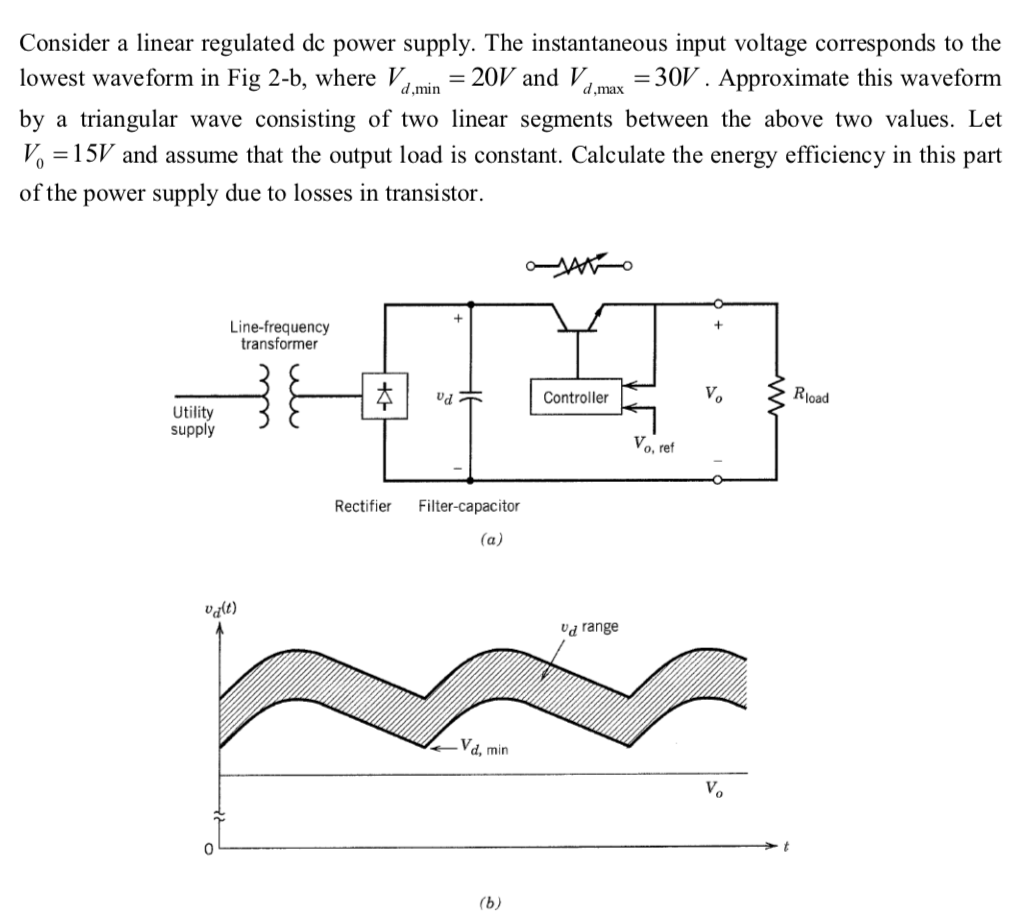 Solved Consider a linear regulated dc power supply. The | Chegg.com