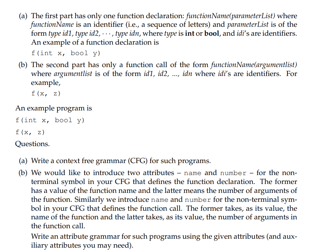 Solved (a) The first part has only one function declaration: | Chegg.com