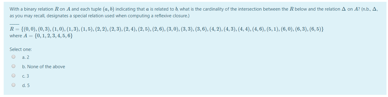 Solved With a binary relation Ron A and each tuple (a,b) | Chegg.com