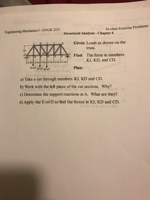 Solved In-class Exercise Problems Engineering Mechanics | Chegg.com