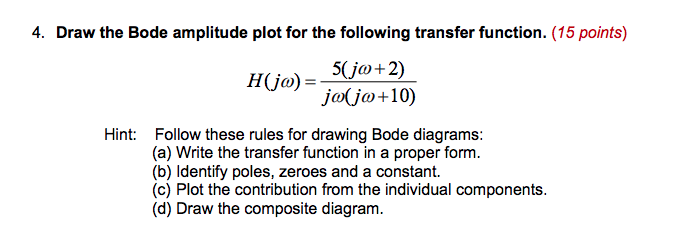 Solved 4. Draw the Bode amplitude plot for the following | Chegg.com