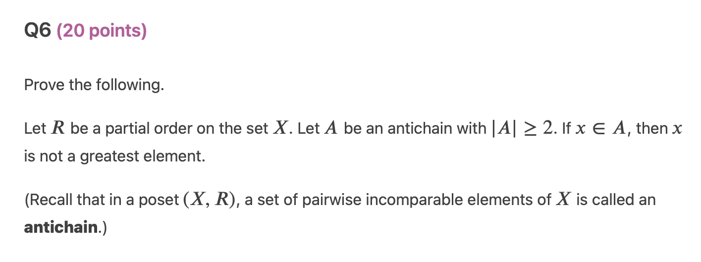 Solved Q6 (20 points) Prove the following. Let R be a | Chegg.com Solved Q6 (20 points) Prove the following. Let R be a | Chegg.com