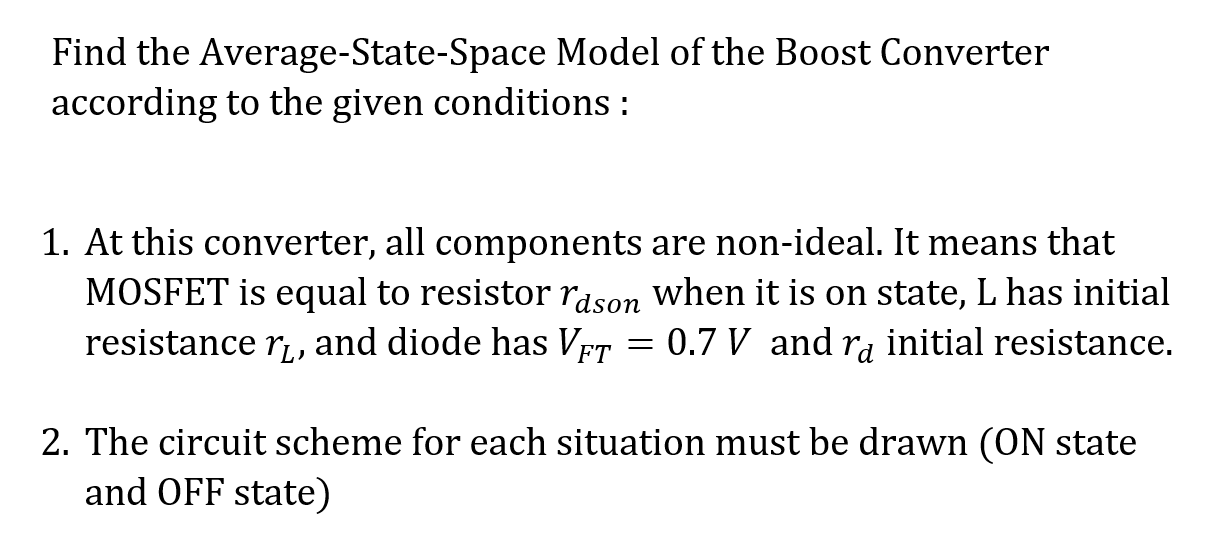 Solved Find the Average-State-Space Model of the Boost | Chegg.com