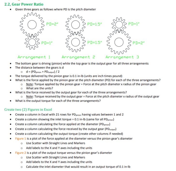 2.2, Gear Power Ratio • Given three gears as follows | Chegg.com