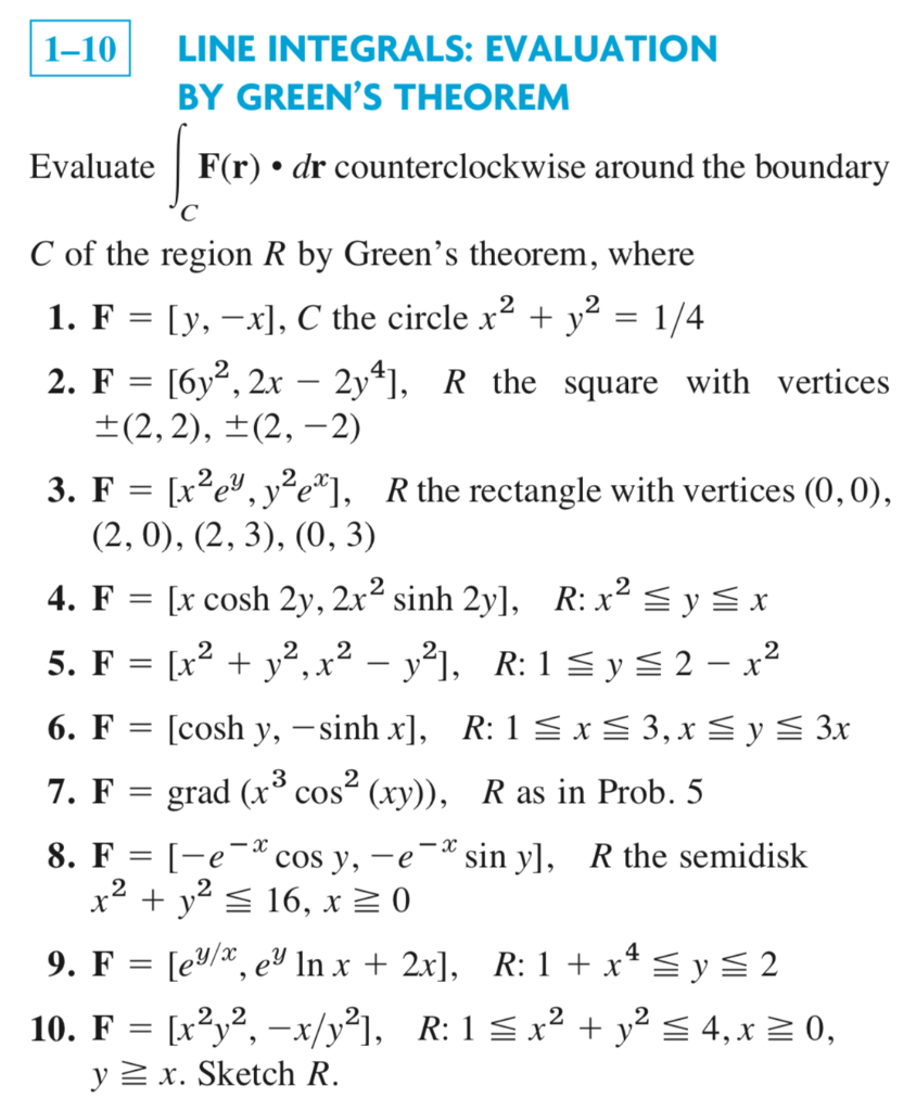 Solved LINE INTEGRALS: EVALUATION 1-10 BY GREEN'S THEOREM dr | Chegg.com