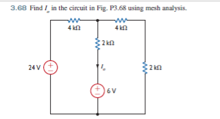 Solved 3.68 Find Iv in the circuit in Fig. P3.68 using mesh | Chegg.com