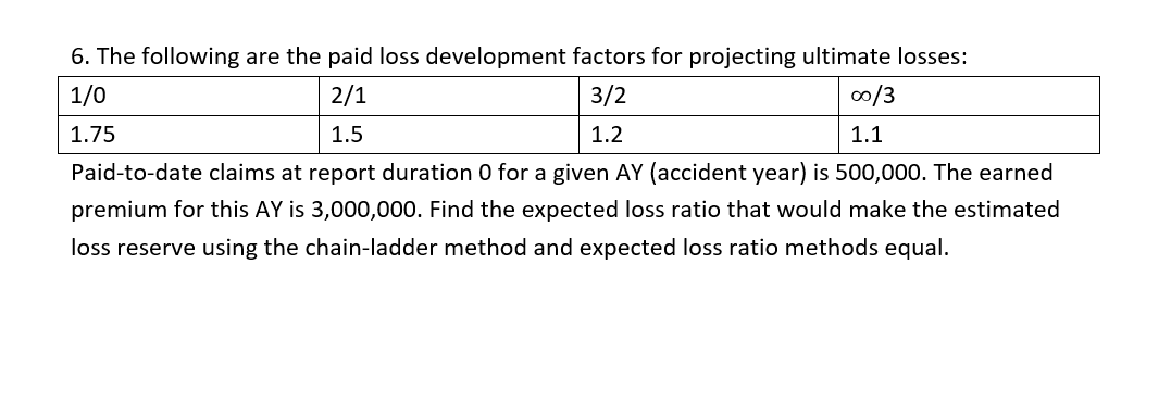 6. The following are the paid loss development | Chegg.com