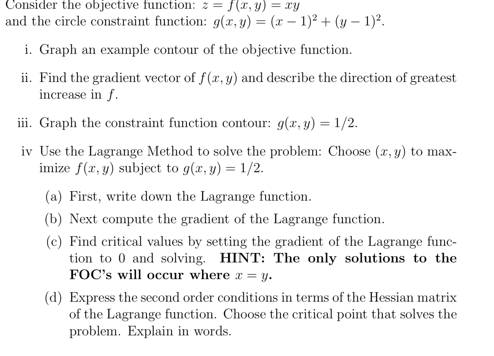 Solved Consider The Objective Function Z F X Y Xy And The