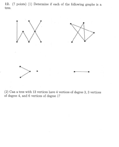 Solved 12. (7 points) (1) Determine if each of the following | Chegg.com