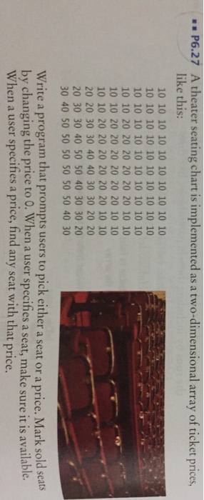 Solved A theater seating chart is implemented as a | Chegg.com